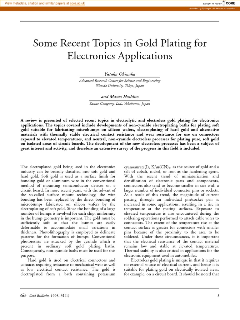 Plating Document | PDF | Gold | Electrical Connector