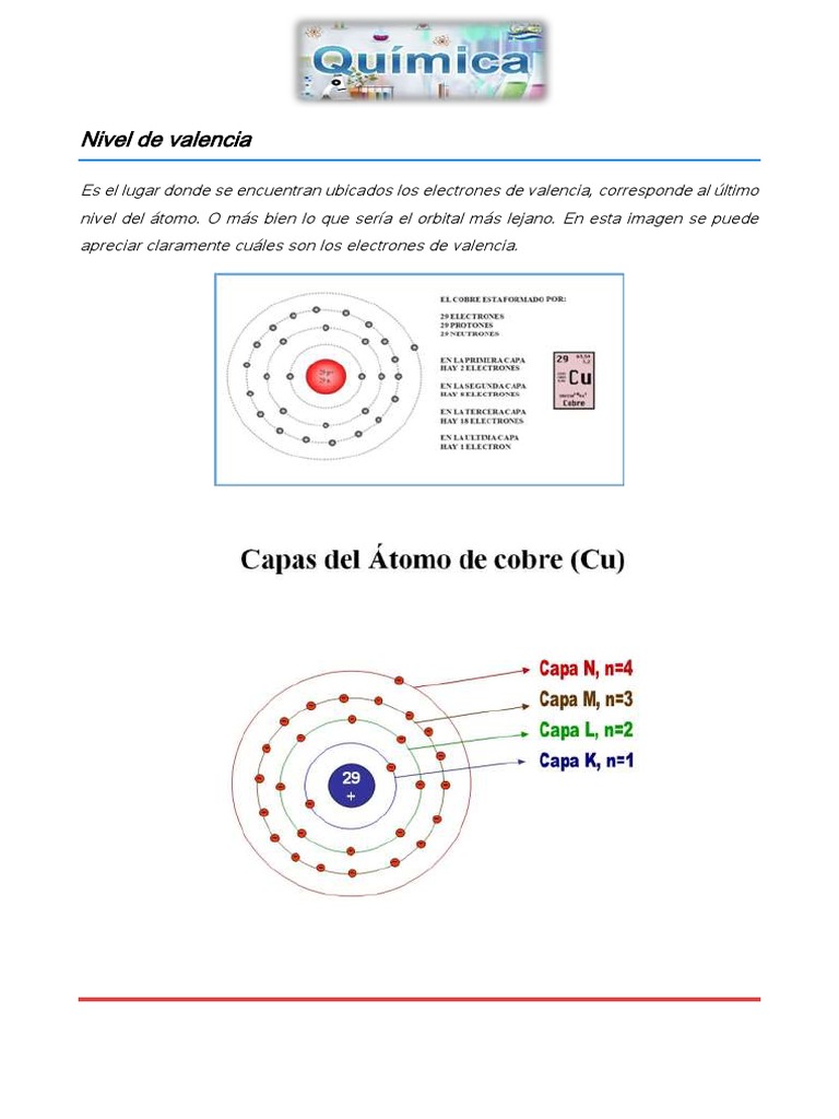 Nivel de Valencia y Electrones de Valencia | PDF
