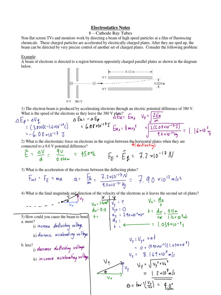 8 - Cathode Ray Tubes: Electrostatics Notes | PDF | Science ...