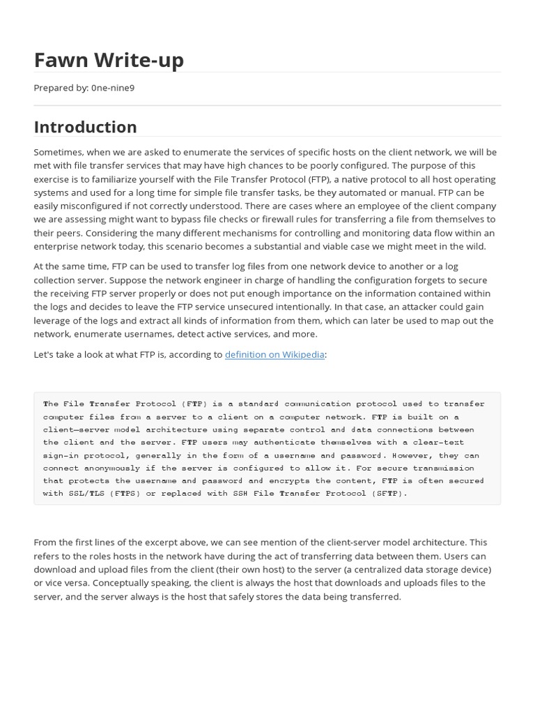 Fawn Write-Up: Definition On Wikipedia | PDF | File Transfer Protocol ...