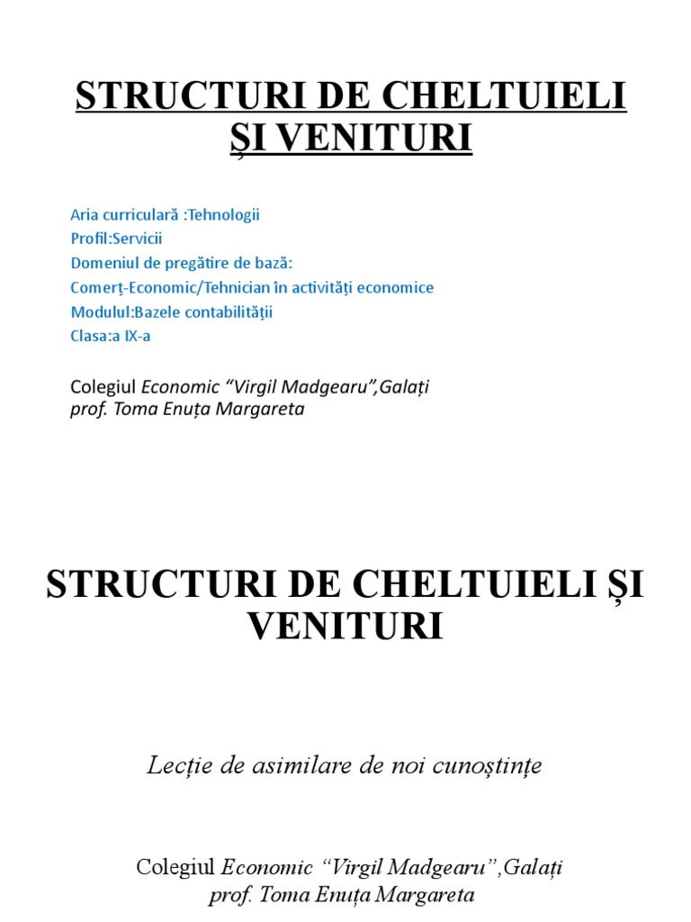Structuri de Cheltuieli Si Venituri-1 | PDF