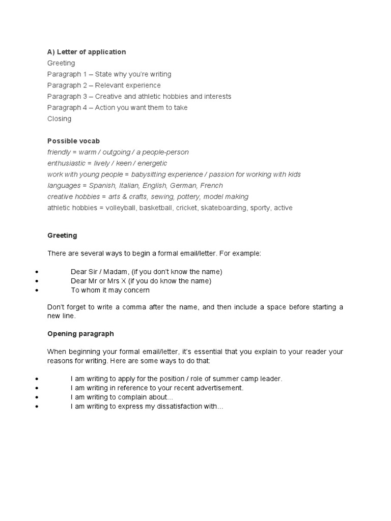 FCE Letter of Application | PDF
