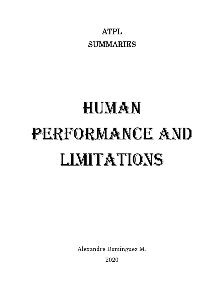 Human Performance and Limitations: Atpl Summaries | PDF | Eye | Artery