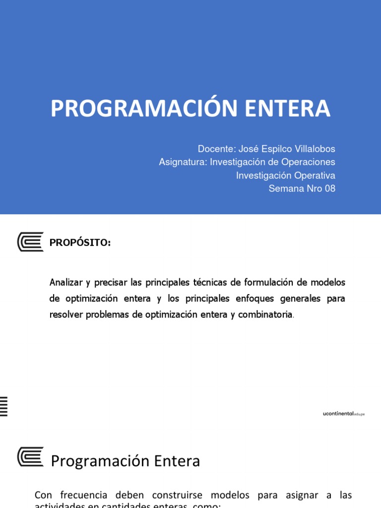 Semana 08 Programacion Entera | PDF | Programación lineal ...