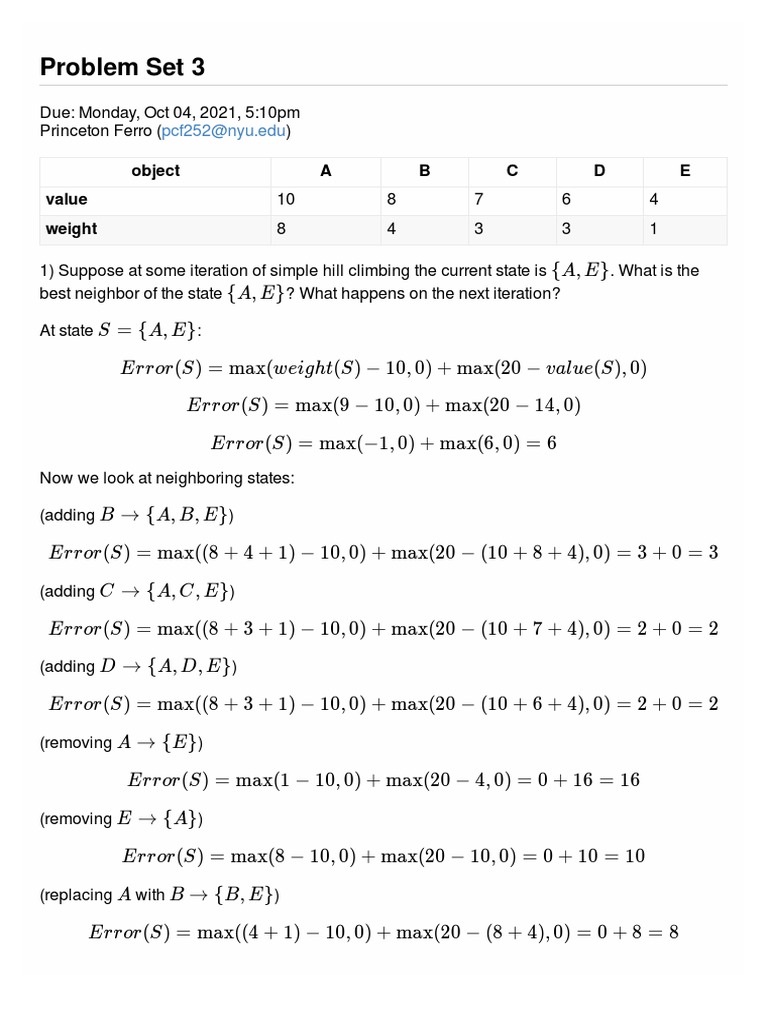Problem Set 3: S Error Error Error | PDF | Applied Mathematics | Algorithms