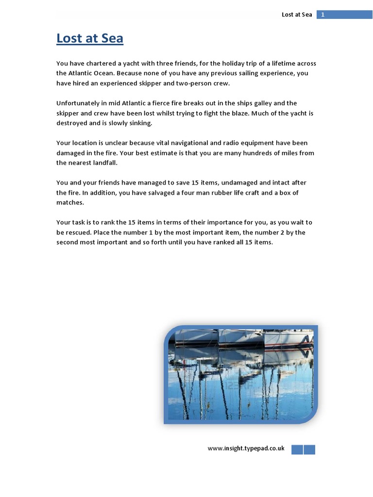Lost at Sea Survival Game - Handouts | PDF