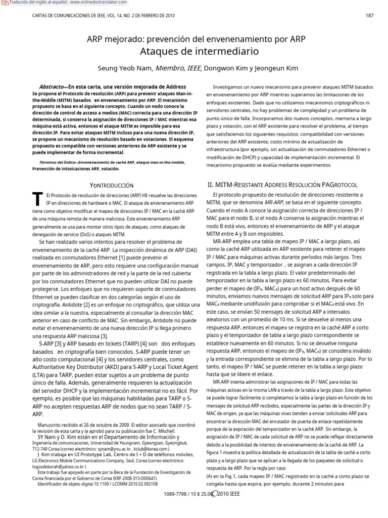 2010 Enhanced Arp Preventing Arp Poisoning Based Man In The Middle