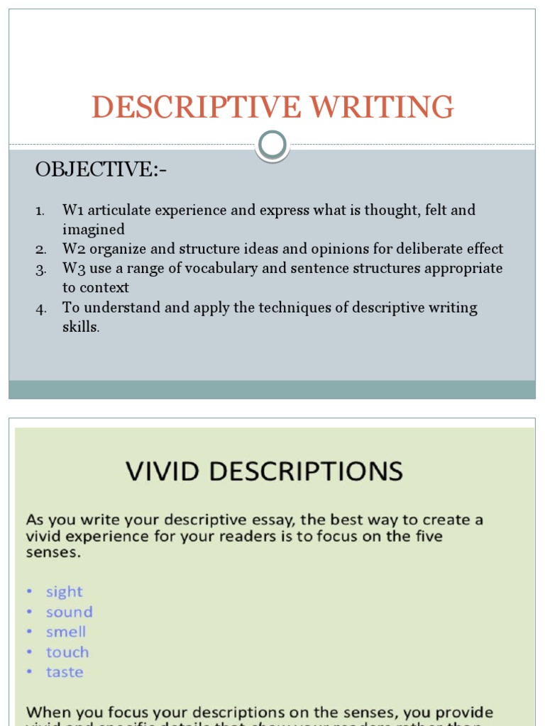 Descriptive Writing | PDF | Senses | Cognitive Science