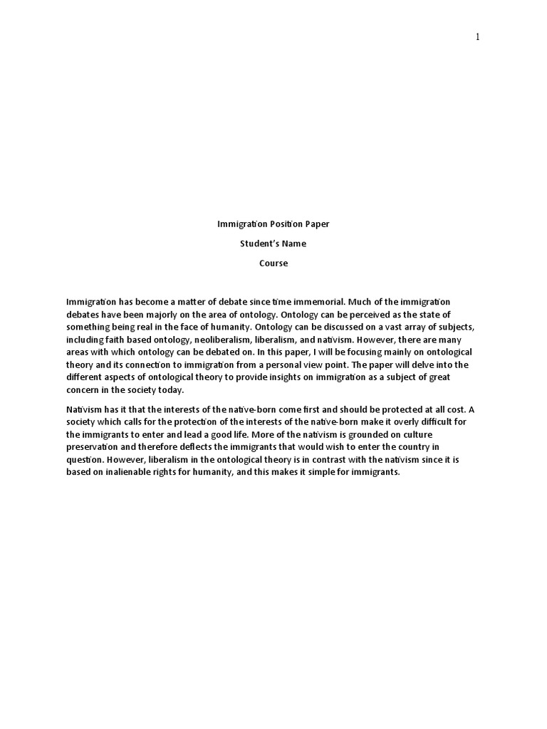 Immigration Position Paper - FINAL - Edited | PDF