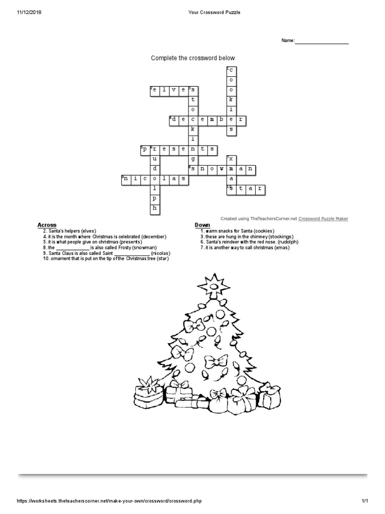 Xmas Crossword Puzzle Key | PDF | Santa Claus | Folk Saints