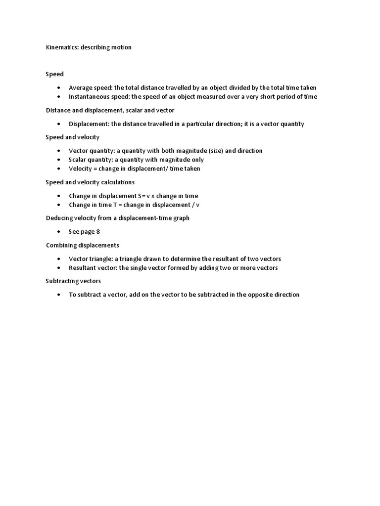 Kinematics Describing Motion | PDF