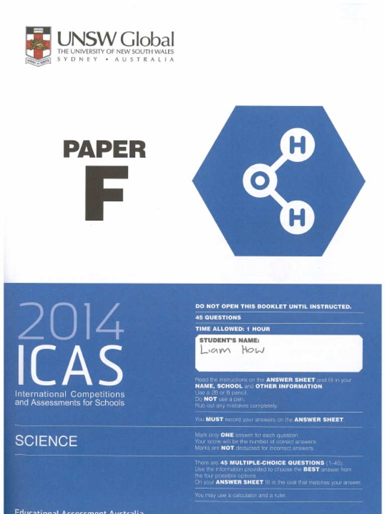 2014 ICAS Science Paper F | PDF