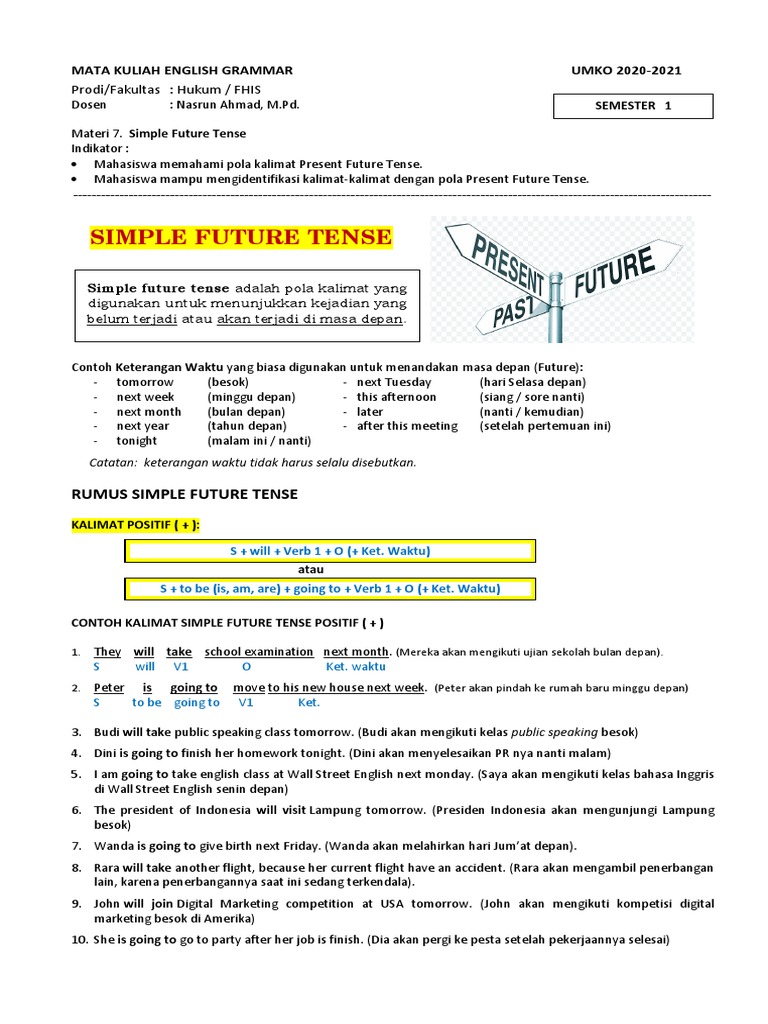 Materi 7. Simple Future Tense | PDF Materi 7. Simple Future Tense | PDF