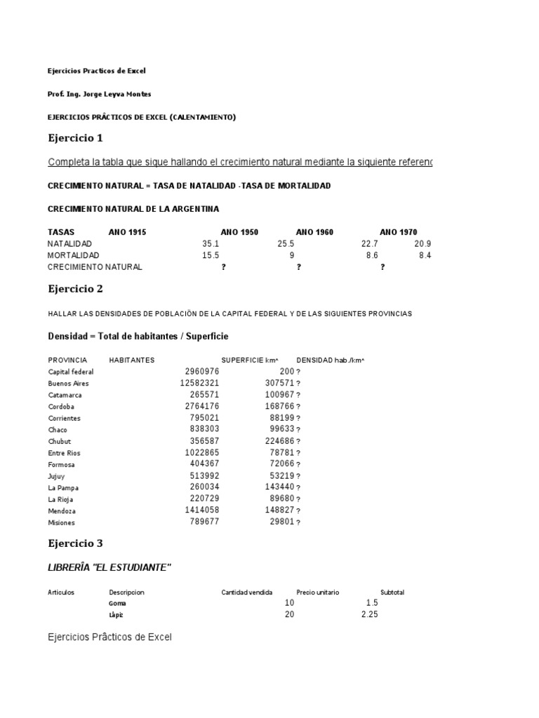 Ejercicios Prac. Excel | PDF | Microsoft Excel | Color