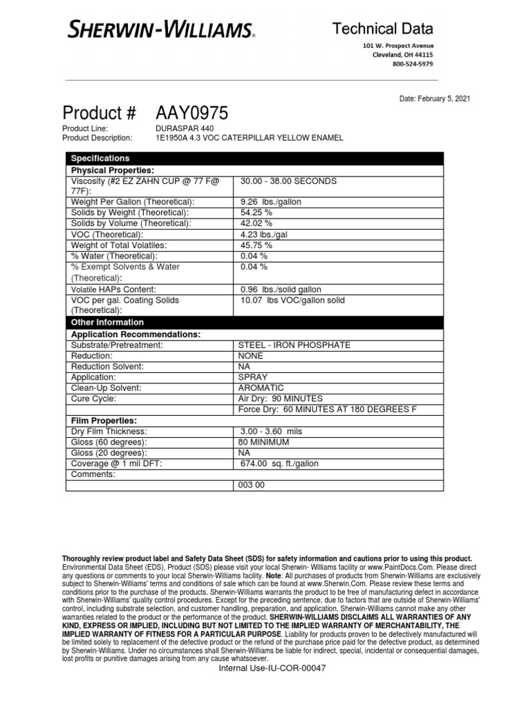 Aay0975 - 1e1950a 4.3 Voc Caterpillar Yellow Enamel | PDF | Implied ...