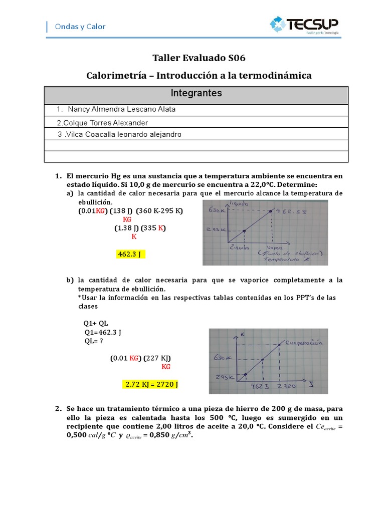 Taller Evaluado S06 OC 2021 - 2 | PDF | Calor | Gases