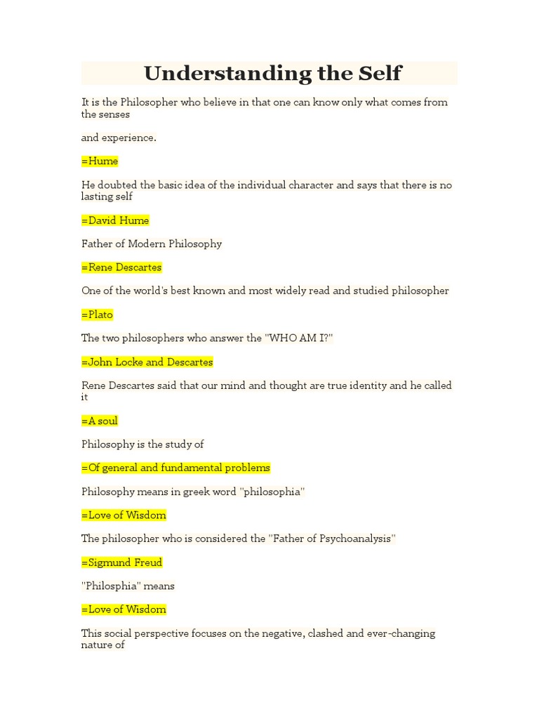 Understanding The Self | Download Free PDF | Psychology | Human Nature