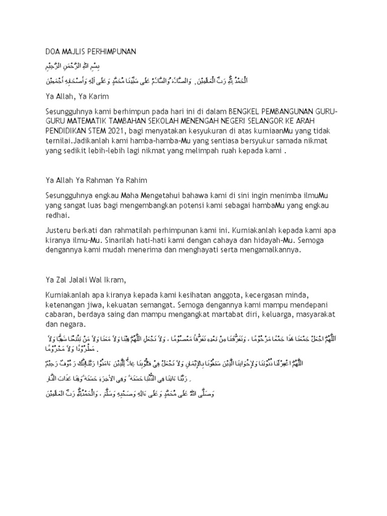 Doa Guru STEM Selangor | PDF