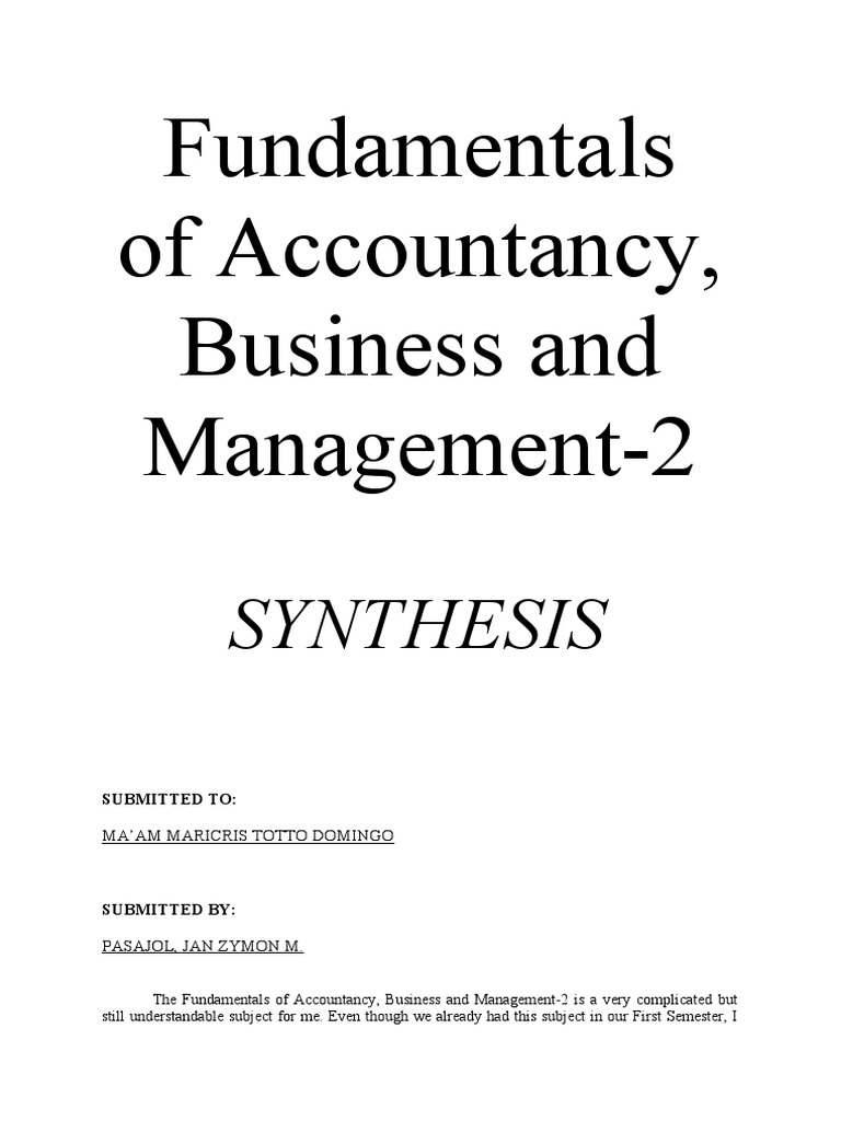Fundamentals of ABM-2 Synthesis | PDF | Balance Sheet | Cash Flow Statement
