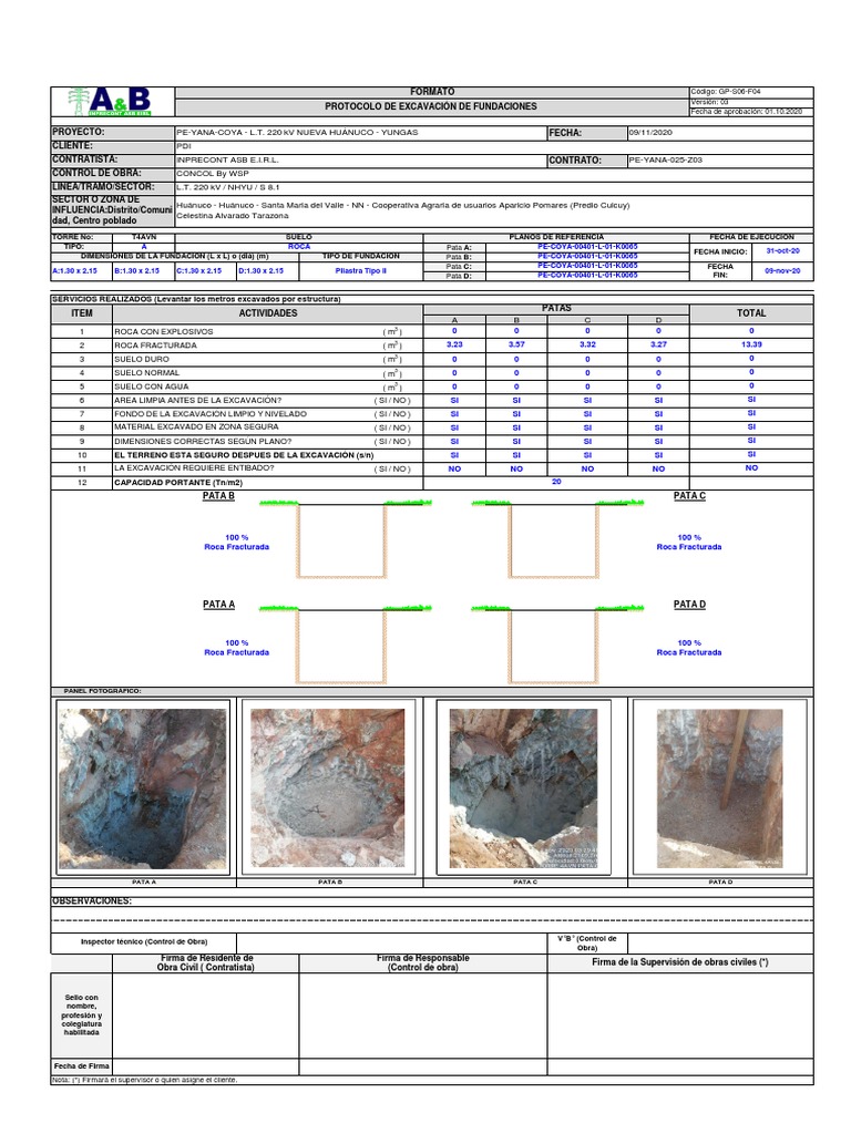 Formato de Protocolo de Excavación 9 | PDF