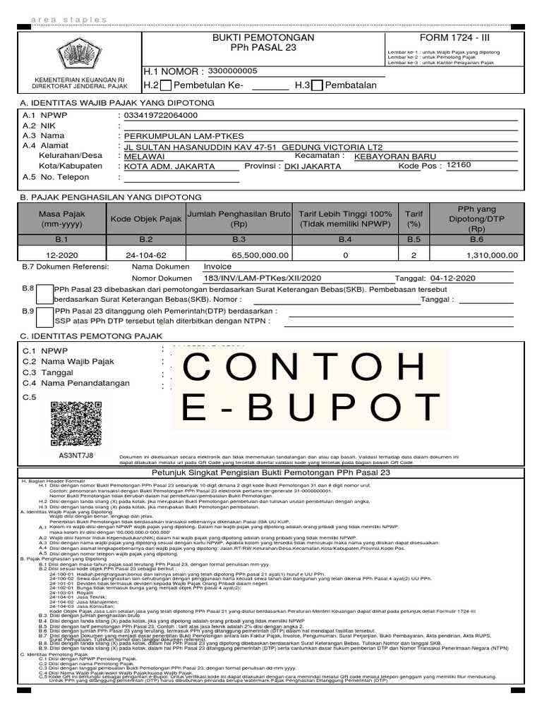 Contoh E-Bupot | PDF