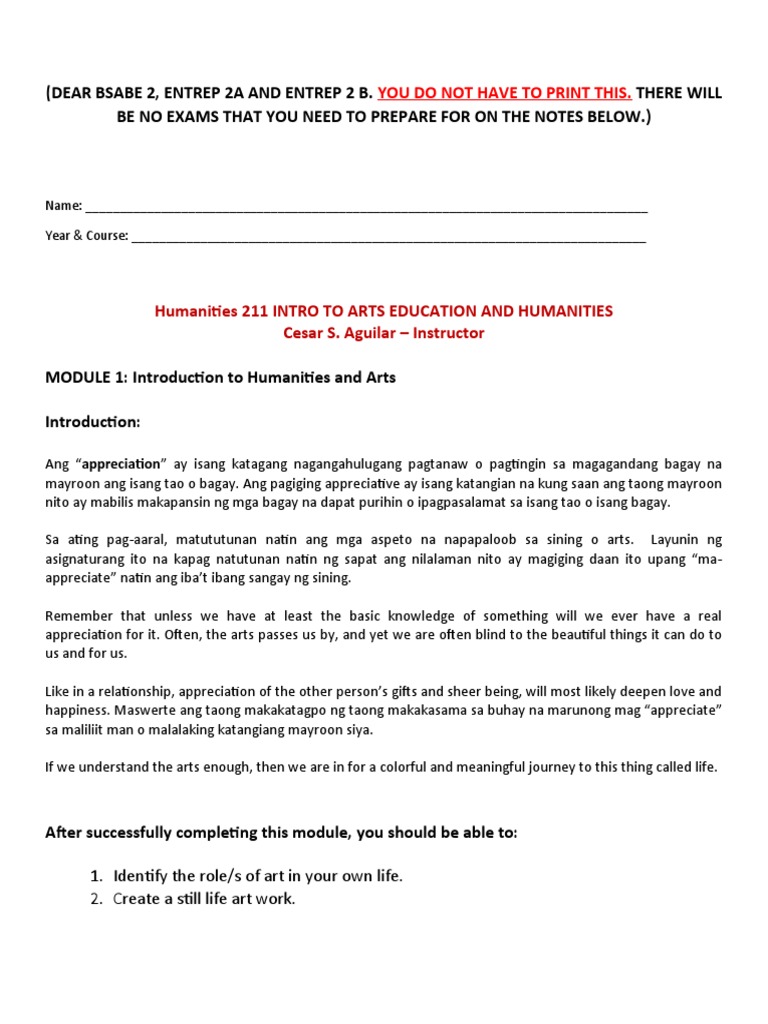 Modules 1-2 Art For Posting | PDF | Composition (Visual Arts) | The Arts
