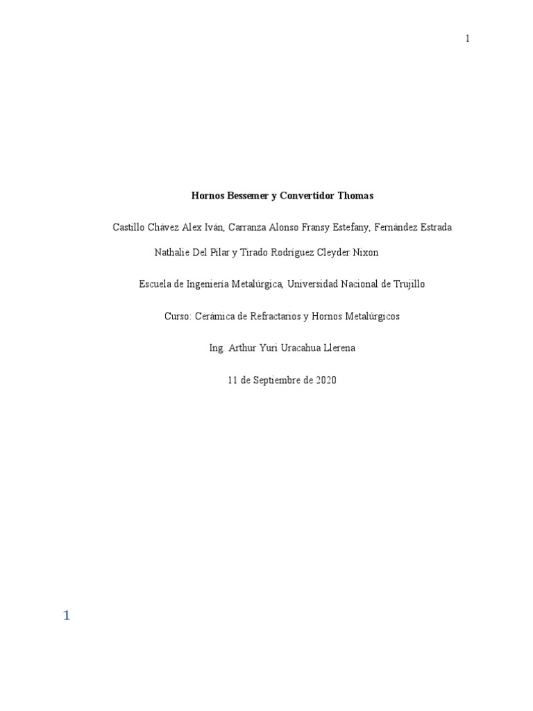 Convertidor Bessemer y Convertidor Thomas | PDF | Sustancias químicas ...