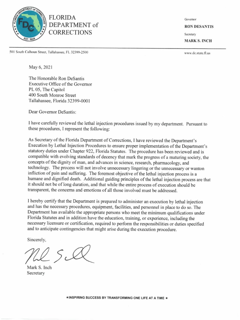 Florida Lethal Injection Protocol 2021-05-07 | PDF | Intravenous Therapy | Syringe