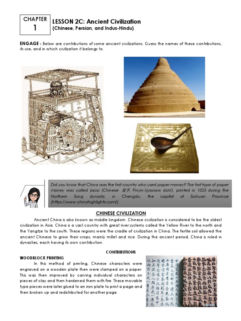 LESSON 2C: Ancient Civilization: (Chinese, Persian, and Indus-Hindu ...