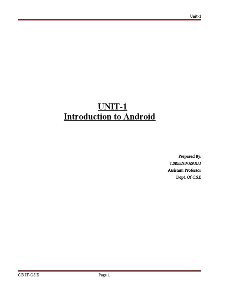 UNIT-1 Introduction To Android | PDF | Android (Operating System ...