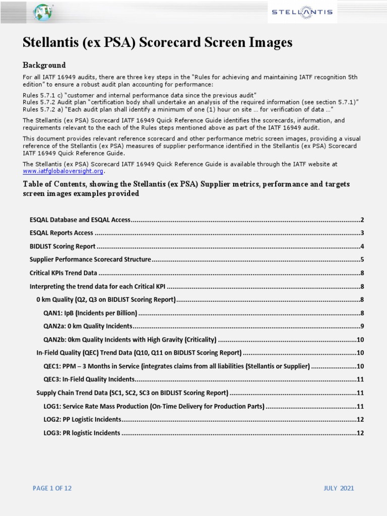 Stellantis Ex PSA Scorecard ScreenImages July2021 | PDF | Performance ...
