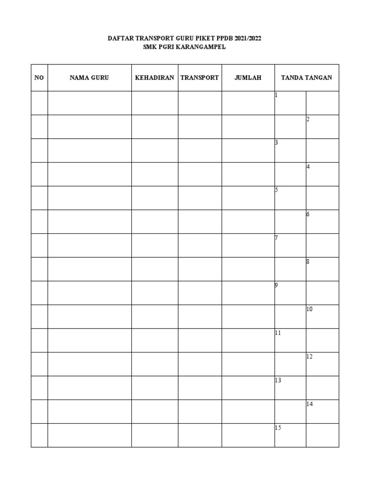 Contoh Trasnport Guru Piket PPDB | PDF