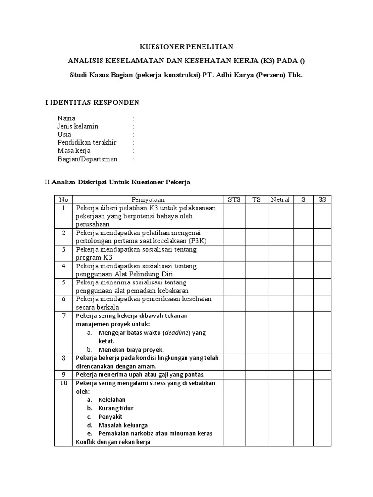 Kuesioner Penelitian | PDF