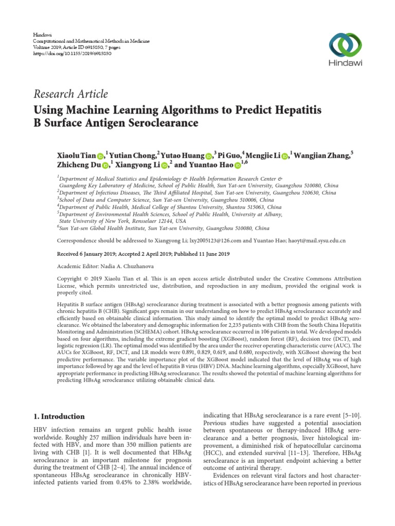 Using Machine Learning Algorithms To Predict Hepat Pdf Receiver Operating Characteristic