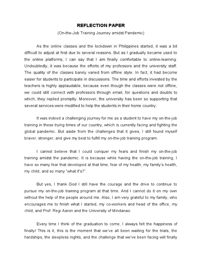 REFLECTION PAPER For OJT 1ST | PDF | Psychological Concepts | Cognition