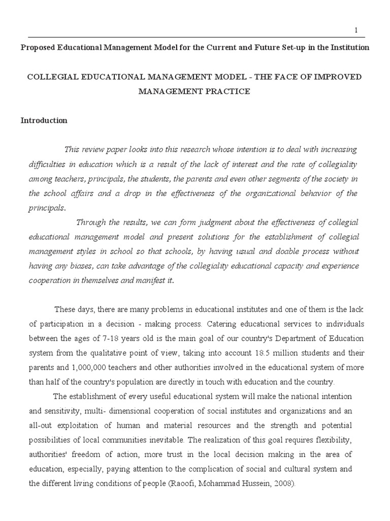 Collegial Educational Management Model - The Face of Improved ...
