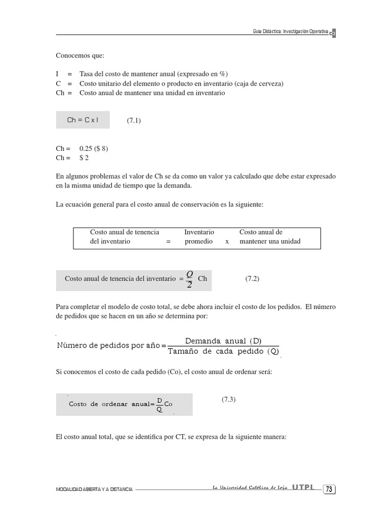 Guía de Investigación Operativa | PDF | Inventario | Programación lineal