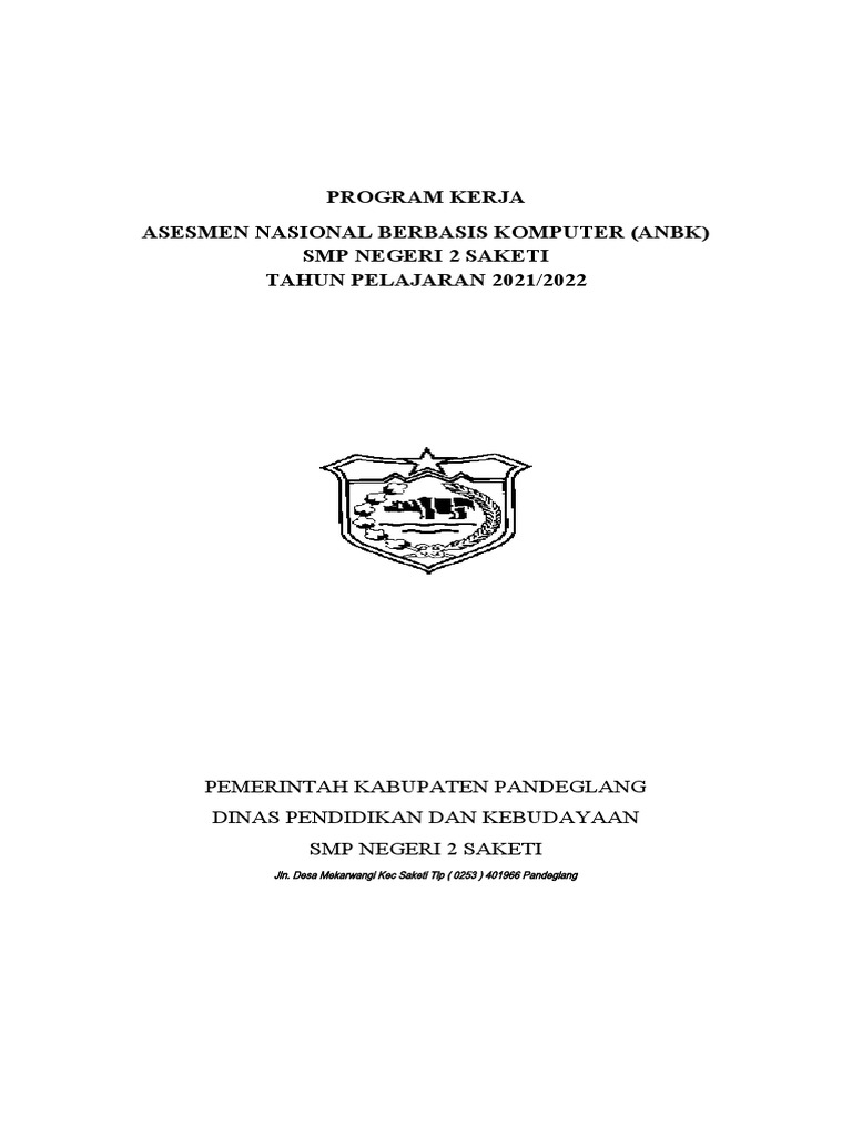 Program Kerja ANBK SMP 2021/2022 | PDF