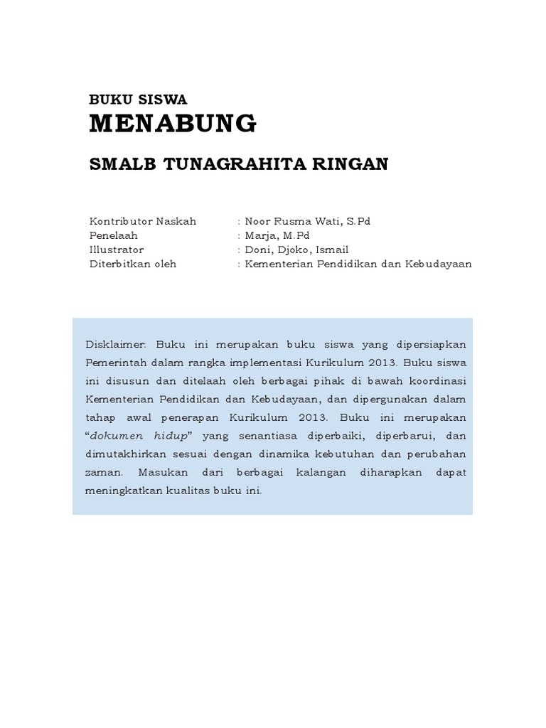 BS Isi X Tema 6 Menabung Tunagrahita Noor Rusma W | PDF