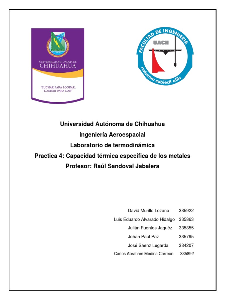 Practica 4 Termo | PDF | Calor | Capacidad calorífica