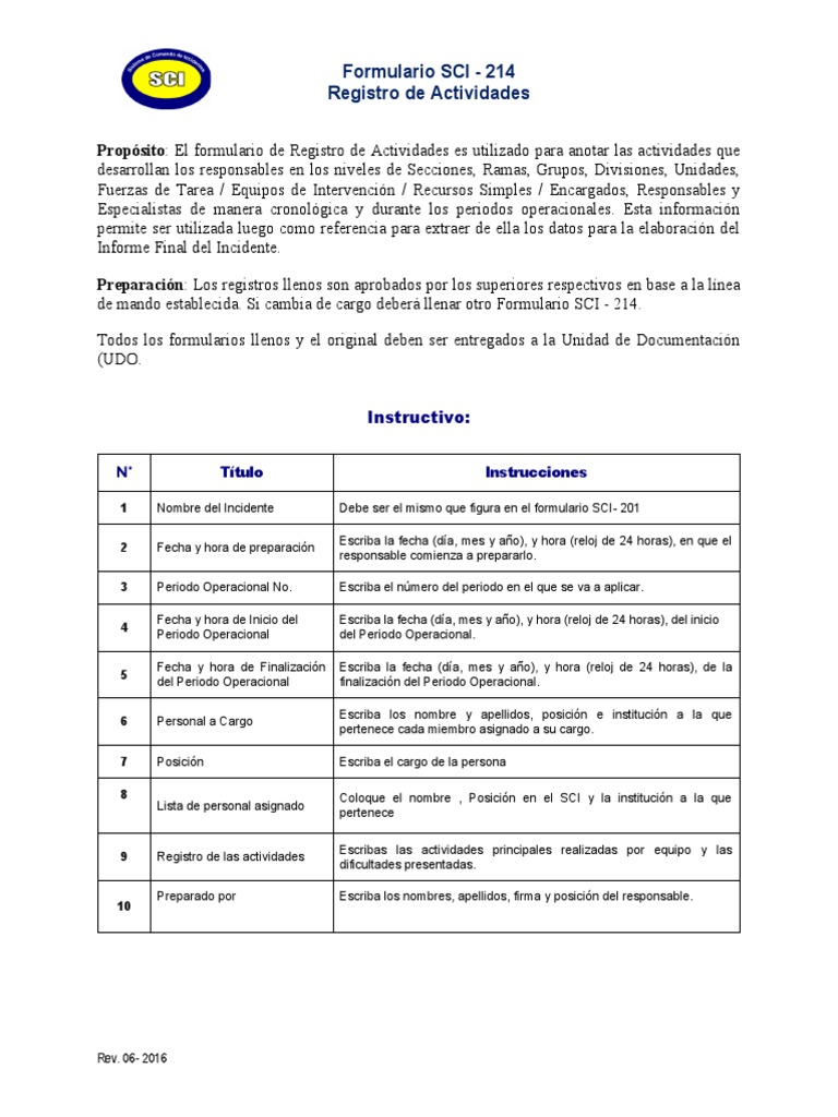SCI - 214 Instructivo | PDF
