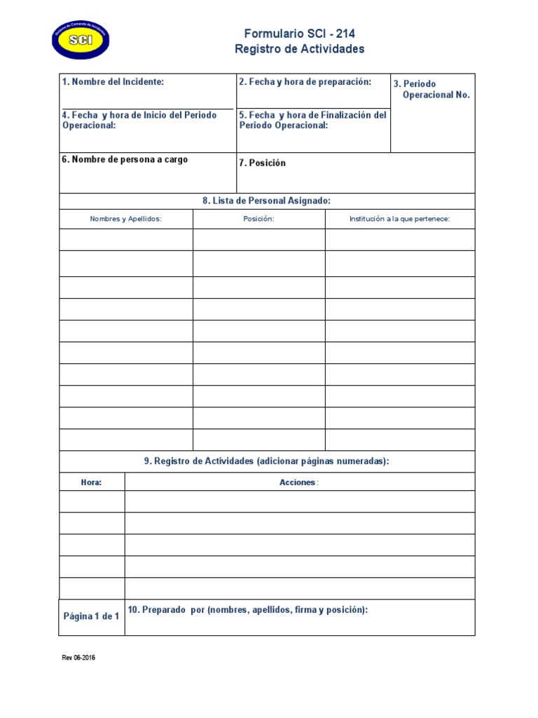SCI - 214 Formulario | PDF