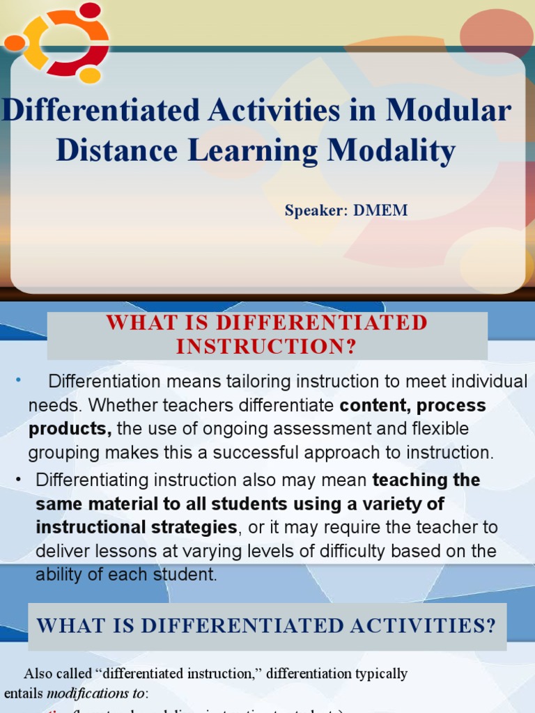 Differentiated Activities in Modular Distance Learning | PDF ...