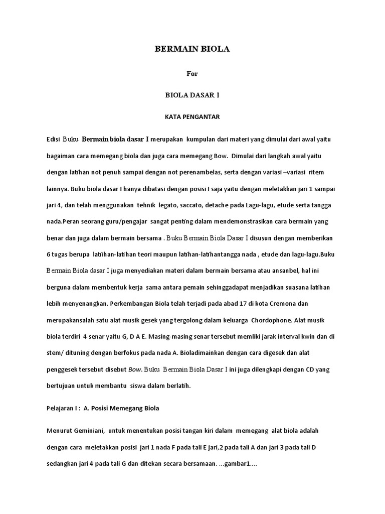 Buku Bermain Biola Dasar I | PDF
