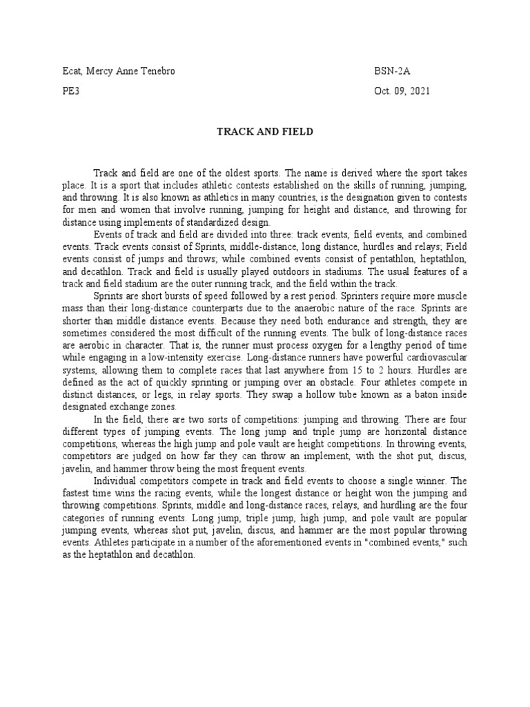 Track and Field | PDF | Track And Field | Leisure