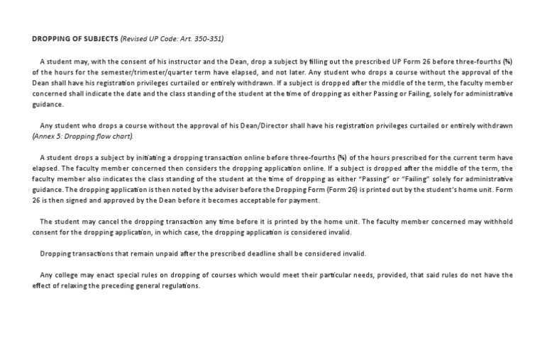 Revisions to University Regulations Regarding Dropping Courses and ...