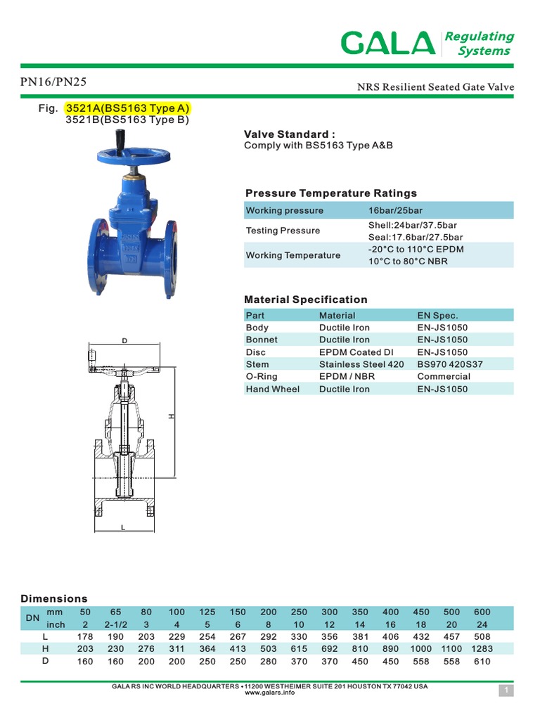 3521 Gala Gate Valve Catalog | PDF | Valve | Materials