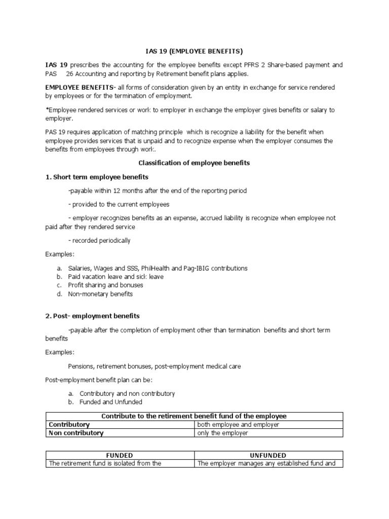 IAS 19 Summary | PDF | Pension | Defined Benefit Pension Plan