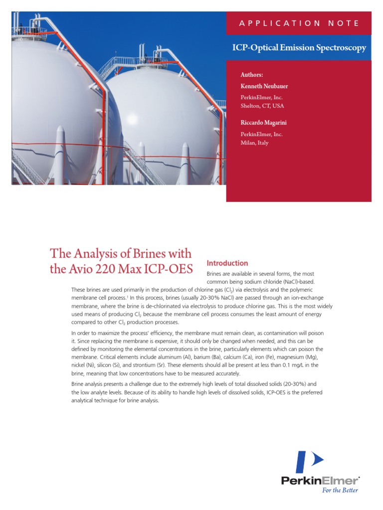 Avio 220 Max ICP-OES Brines Application Note | PDF | Detection Limit | Sodium Chloride