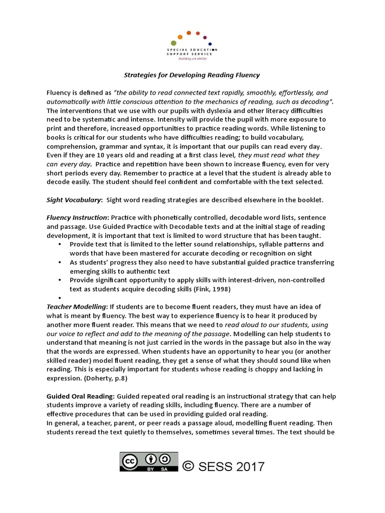 Strategies For Developing Reading Fluency | PDF | Fluency | Reading ...